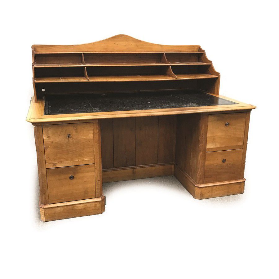European Walnut Desk with Superstructure and Storage - Desks - Small ...