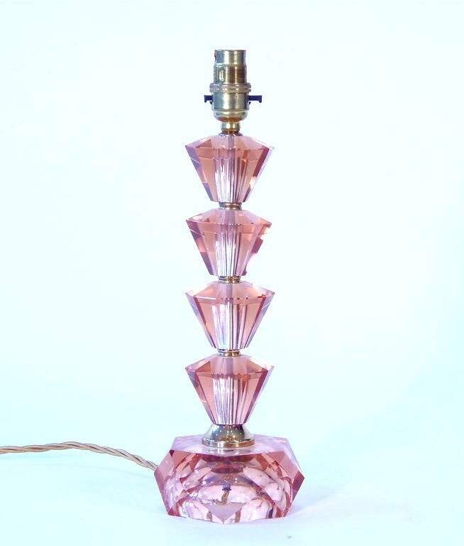 Pink French Cut Glass Lamp Base, 1940s - Zother - Lighting