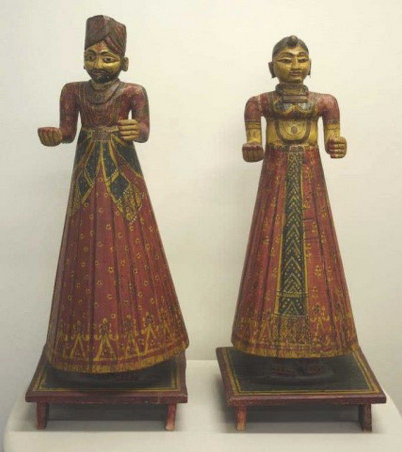 Indian Deity Carved Wooden Figures from Rajasthan - Zother - Oriental