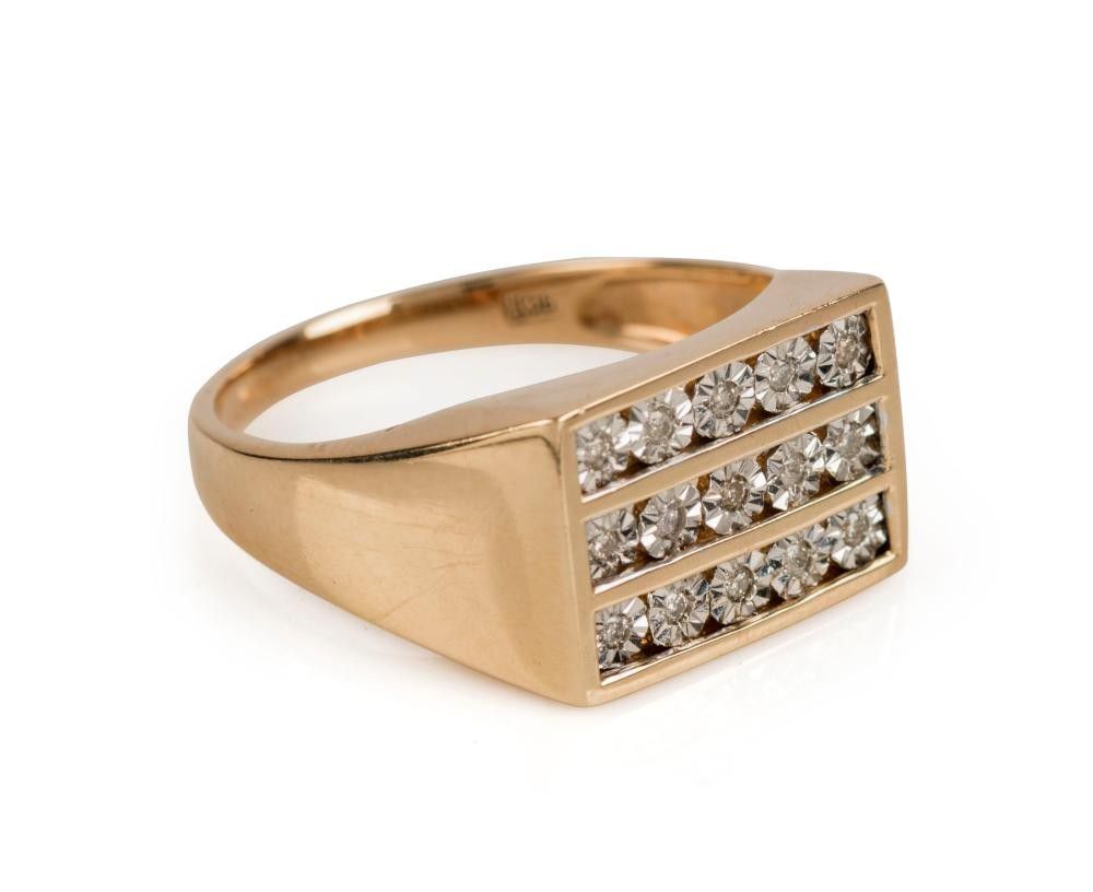 9ct Gold Ring with 15 Diamonds - 5.3g - Rings - Jewellery