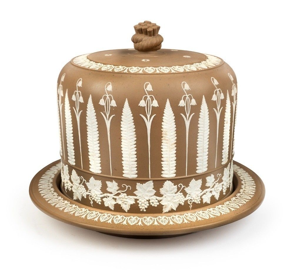 English Jasper Ware Pottery Cheese Bell and Dish, 19th Century - Zother ...