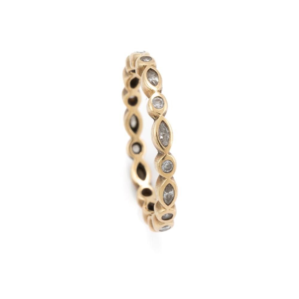 14ct Gold Pandora Zirconia Ring with Round & Navette Cut - Rings ...