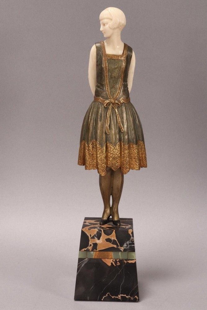 Art Deco Bronze and Ivory Lady Figure by G. Rigot - Figures/Groups ...