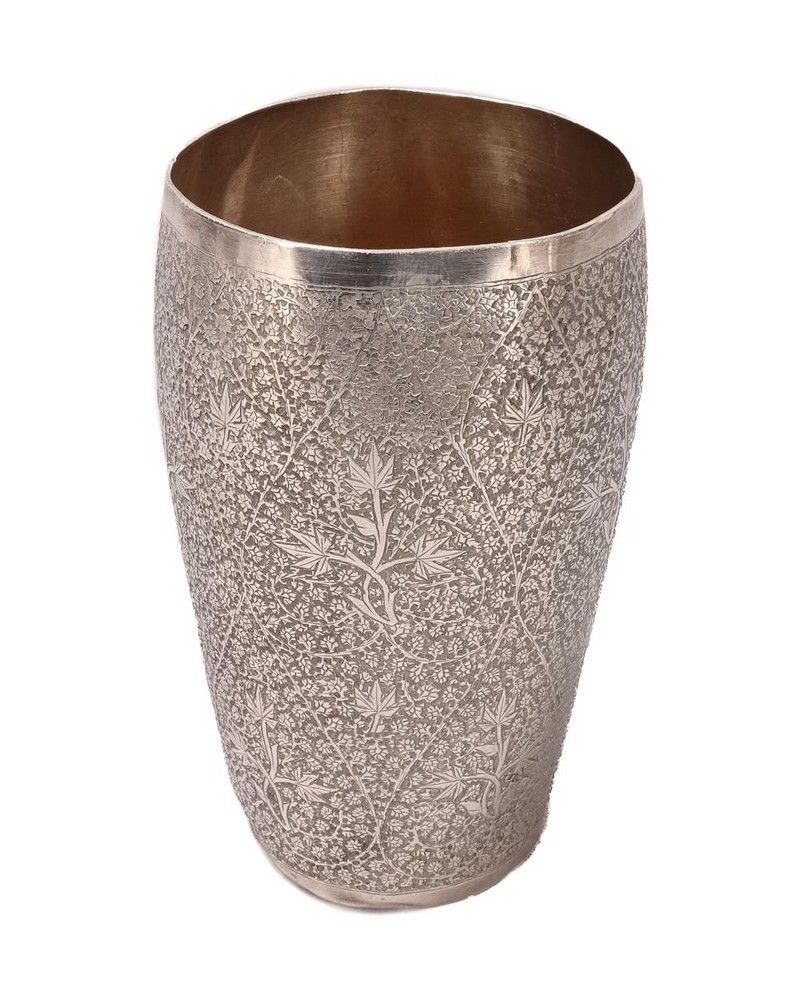 Indian Kashmir Silver Beaker with Chinar Leaf Decoration, 307g, 14cm ...