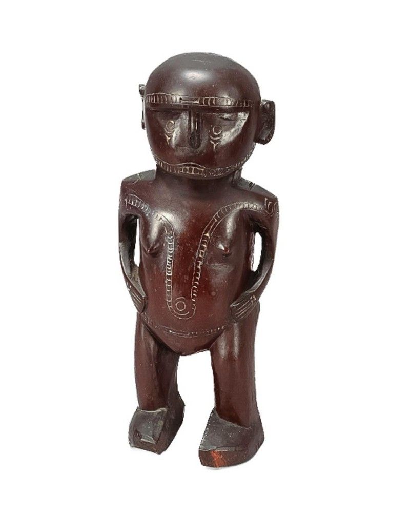 Early 20th Century Massim Wooden Figure From Kiriwina Islands New Guinean Tribal