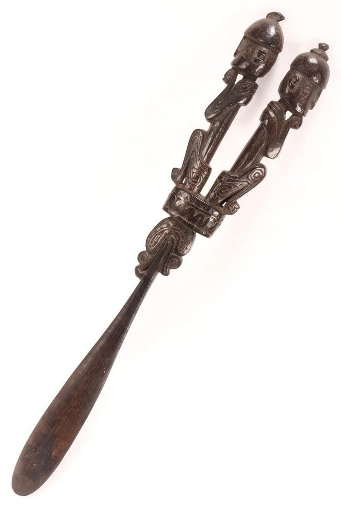 Rare Massim Double Figure Lime Spatula From Papua New Guinea New 3412