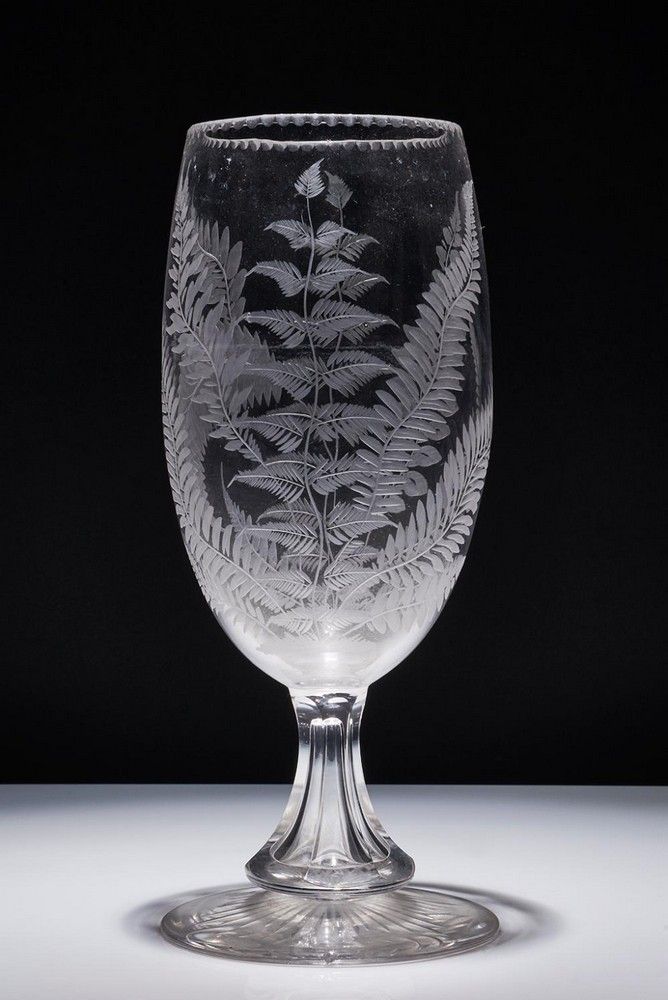 Pair of English celery vases, 1880, cut and etched decoration - British ...