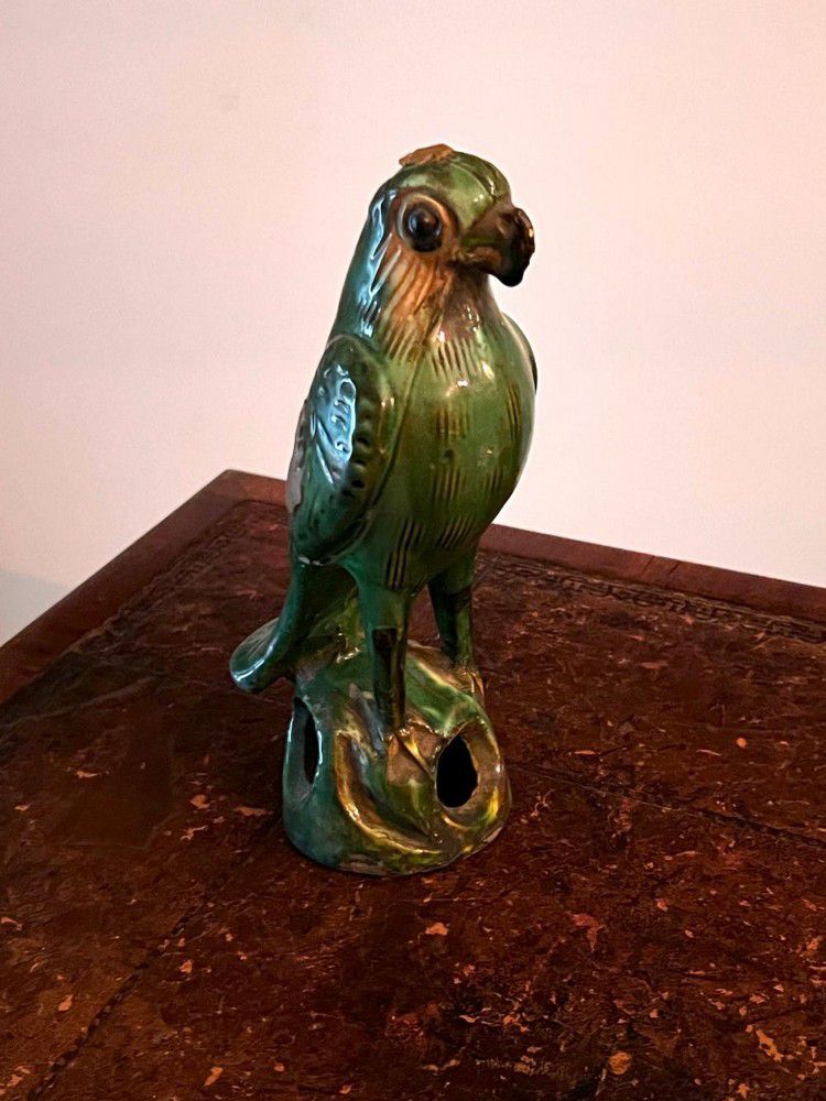 Green Glazed Chinese Parrot Statue - 21cm - Ceramics - Chinese - Oriental