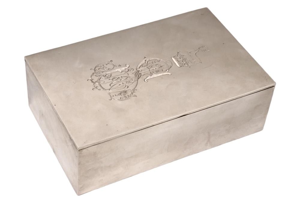 Russian Silver Table Cigar Box with Engraved Monogram and Coronet ...