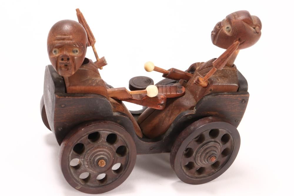 Meiji Period Kobe Automaton Toy: Two Musicians in Carriage - Clockwork ...