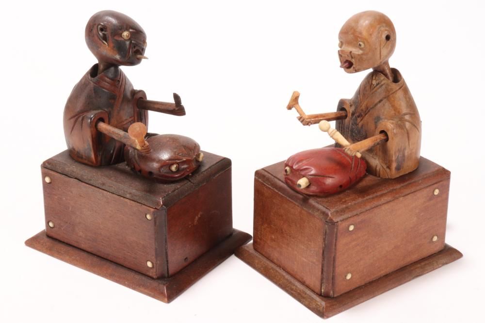 Meiji Period Kobe Automaton Toys: Seated Musician Figures in Boxwood ...