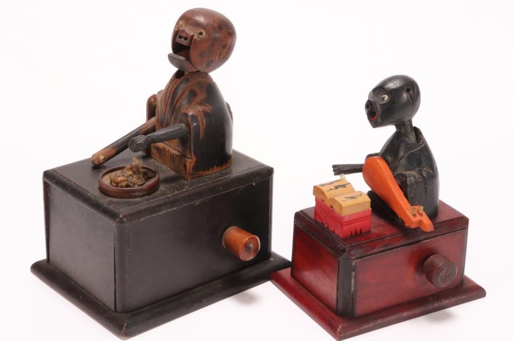 Japanese Meiji/Taisho Kobe automaton toys: Musician and Food Figure ...