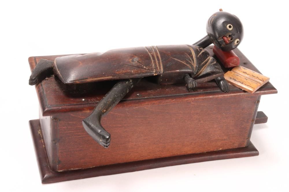 Meiji Period Kobe Automaton Toy: Recumbent Figure with Open Book ...