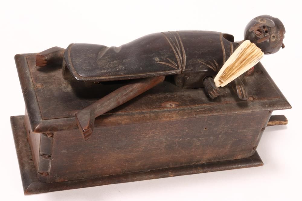 Meiji Period Kobe Automaton Toy: Resting Figure with Fan - Clockwork ...