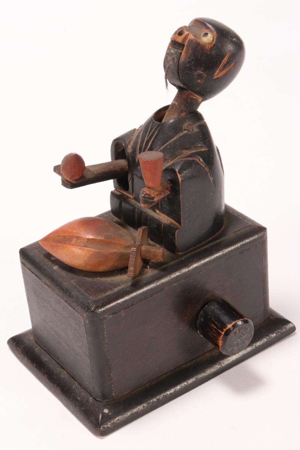 Meiji/Taisho Kobe Automaton Toy: Figure Eating Turnip, Stained Finish ...