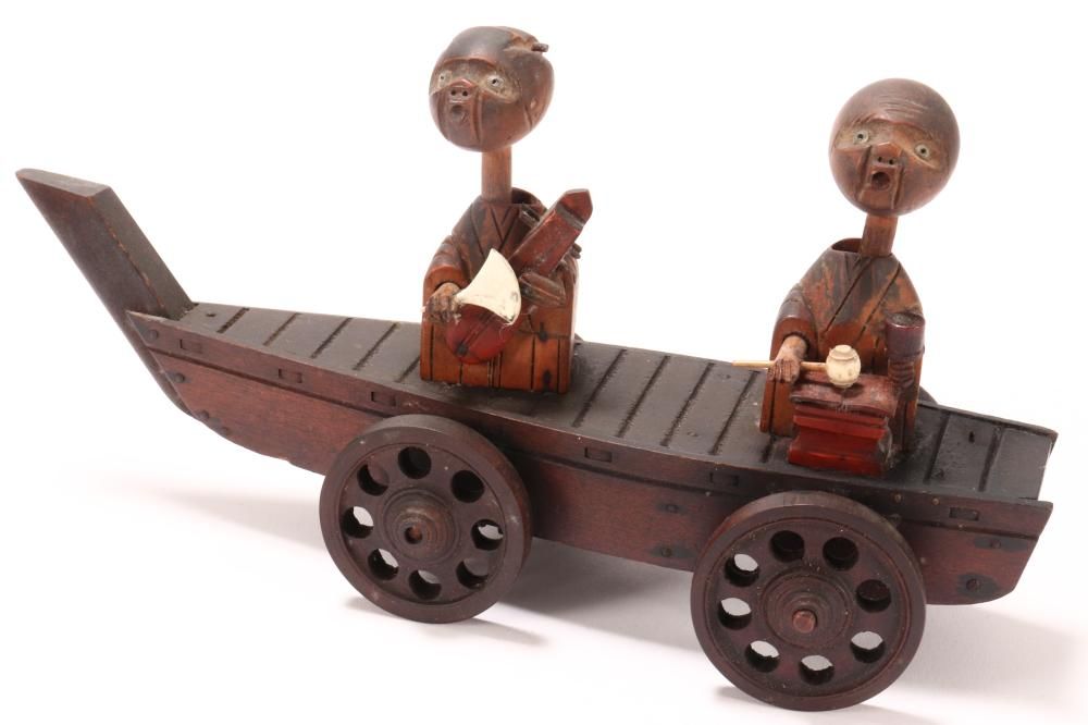 Meiji Period Kobe Automaton Toy: Two Musicians in Boat - Clockwork ...