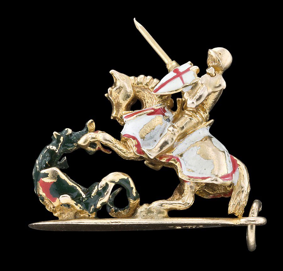 Enamel St George and Dragon Charm in 9ct Gold - Zother - Jewellery