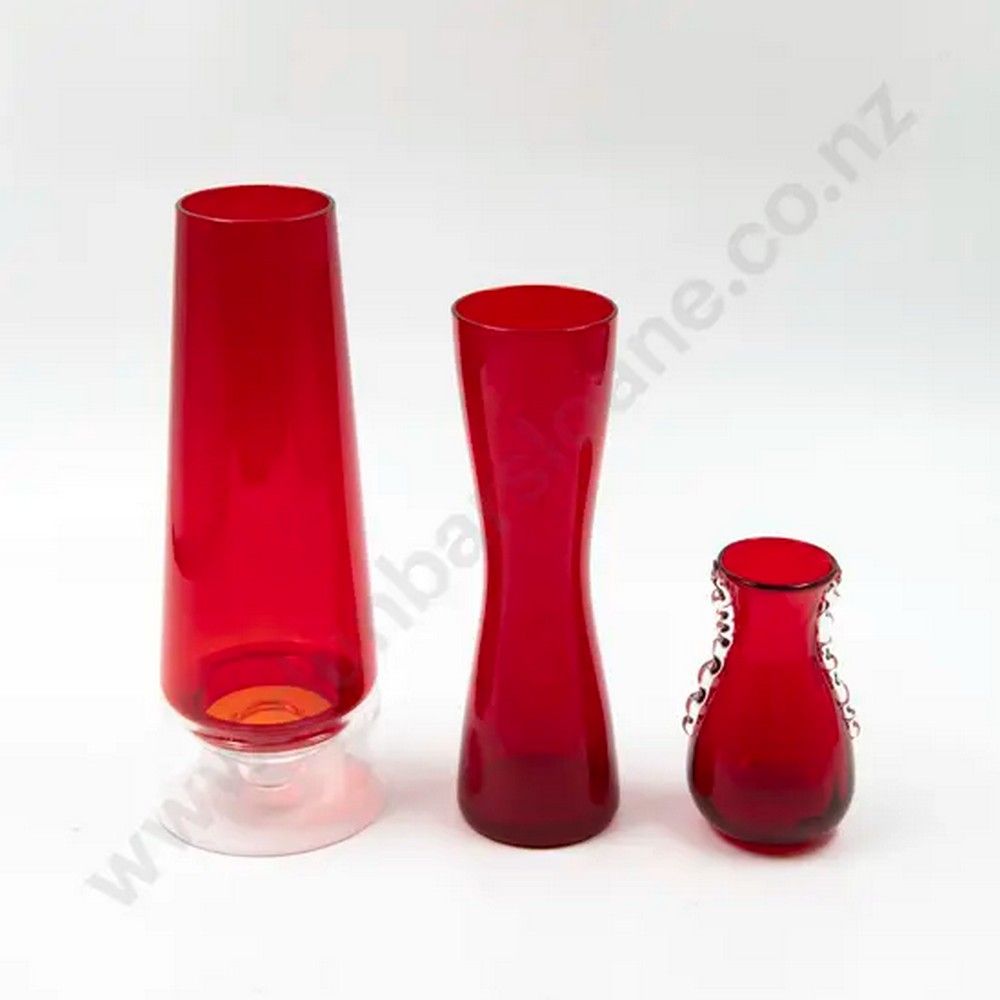Whitefriars Ruby Glass Vases & Candle Stand Set - Candelabra ...