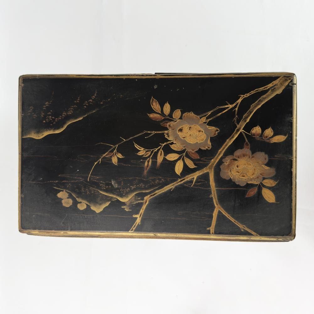 Japanese Lacquer Ware Cabinet with Bird and Mountain Motif - Furniture ...