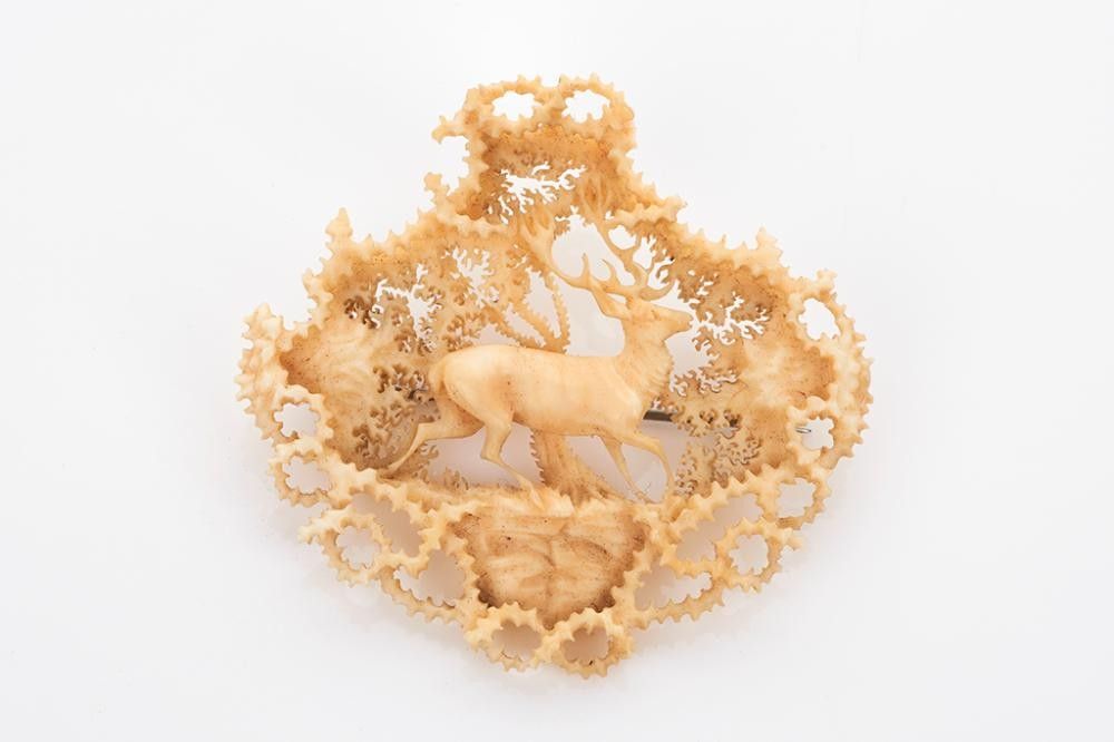 Victorian ivory stag brooch, Scottish/English, circa 1860-1880 ...