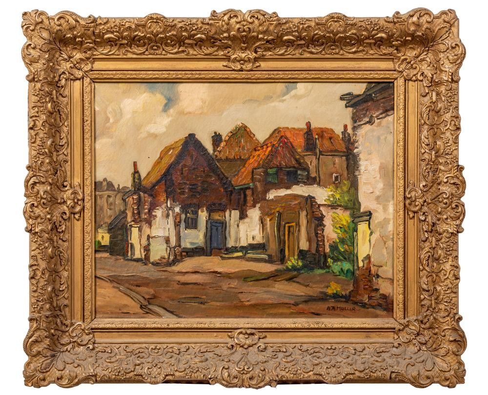 European Street Scene by A. M. Muller, circa 1900-1920 - Oil Paintings ...
