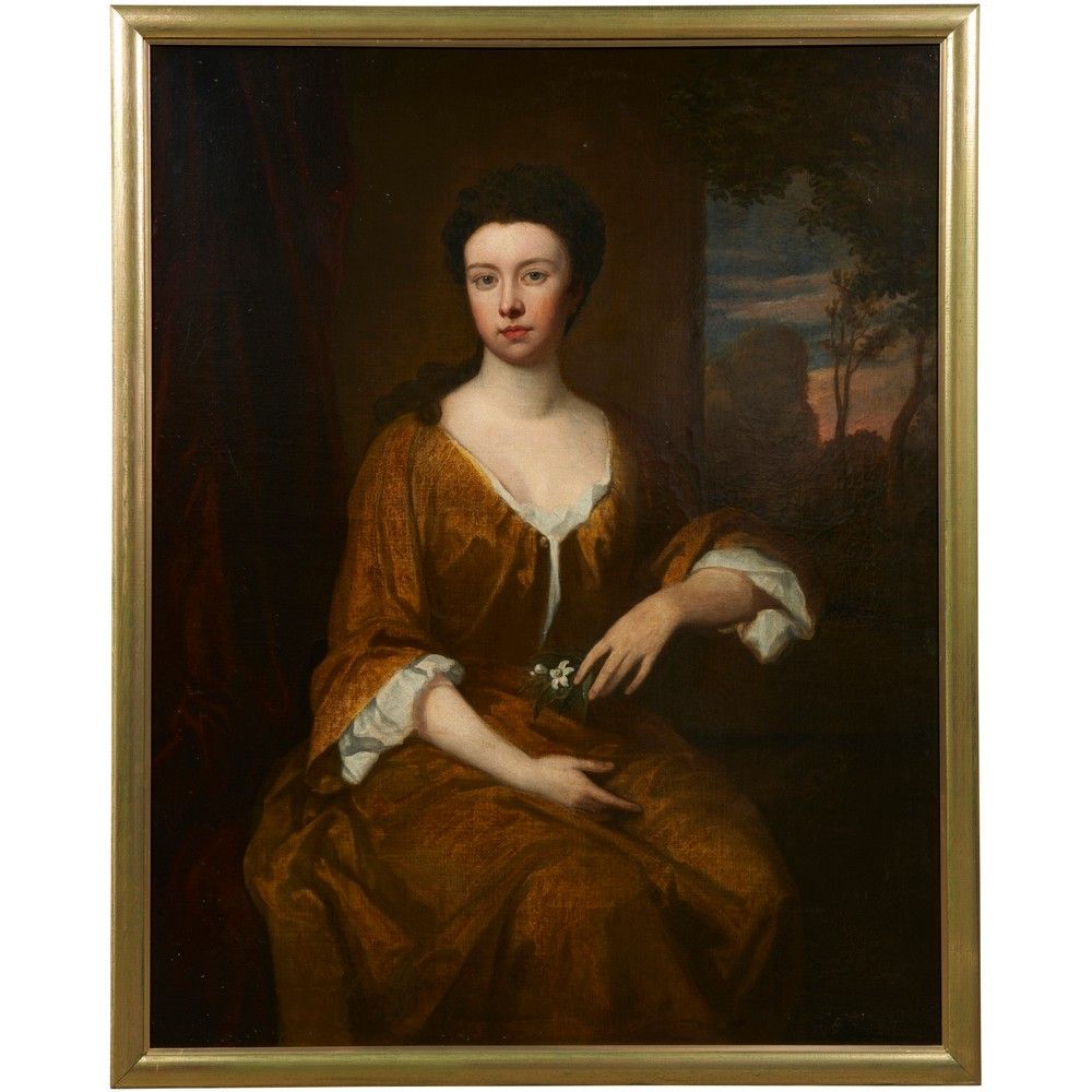 Seated Lady with Landscape Beyond, attributed to Godfrey Kneller - Oil ...