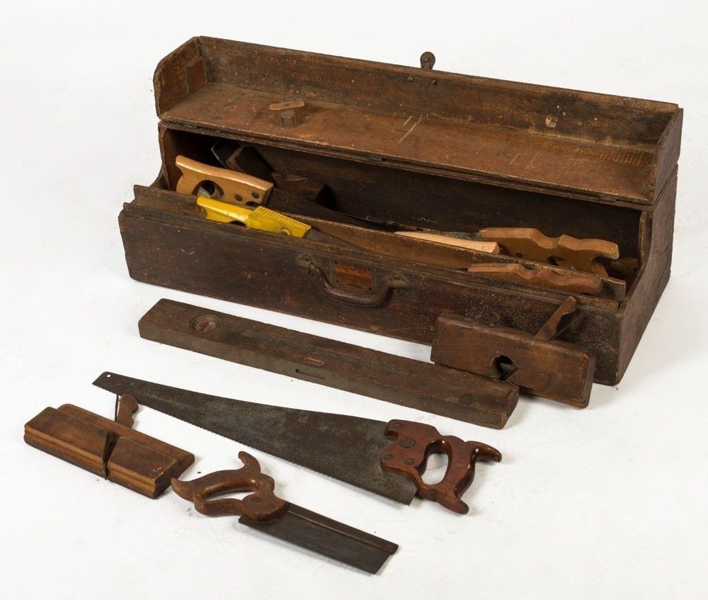 Antique Timber Toolbox with Assorted Carpenter's Tools, 19th/20th ...