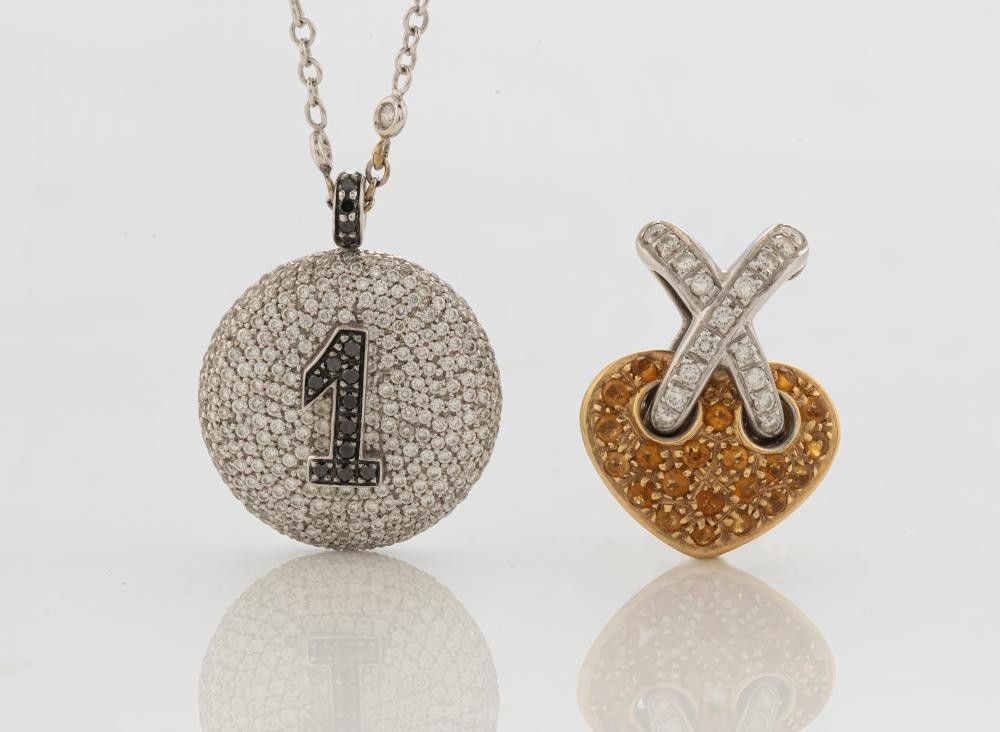 Italian Diamonds by the Yard Chain with Two Diamond Pendants - Pendants ...