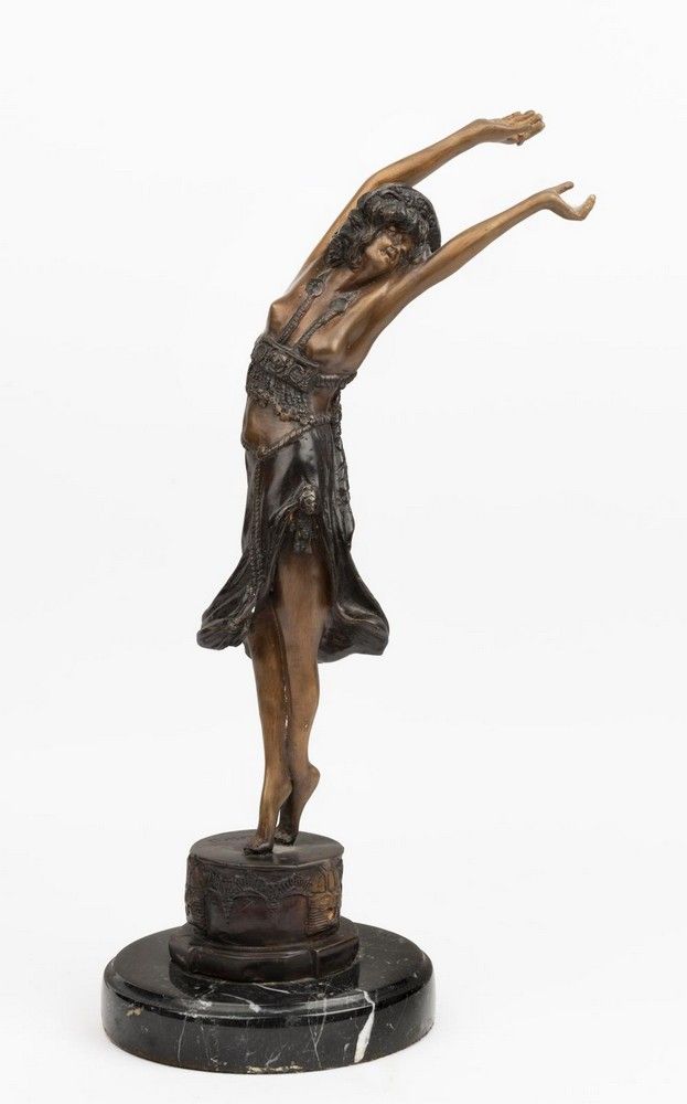 Bronze Art Deco 'Swaying Dancer' Figure on Marble Plinth - Figures ...