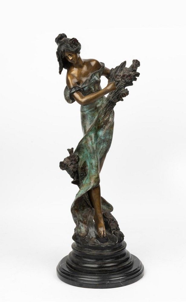 Art Nouveau Bronze Female Figure on Marble Base, 61cm - Figures/Groups ...