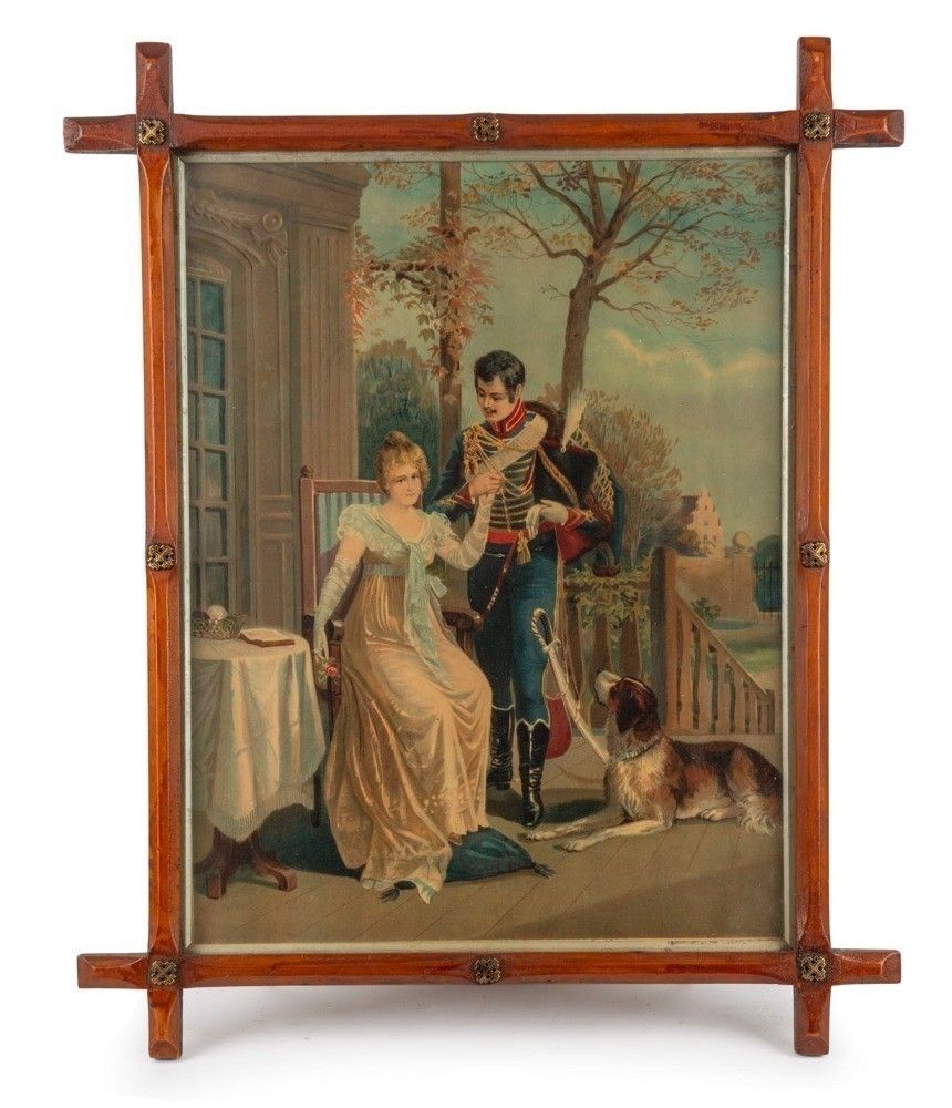 Antique Chromo-Lithograph Prints in Cruciform Timber Frames, 19th ...