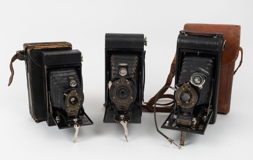 Vintage Kodak Vertical-Folding Cameras Collection with Matching Cases ...