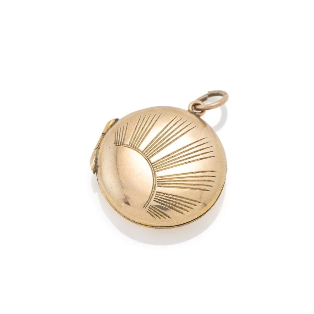 Art Deco 9ct Gold Rising Sun Locket Pendant, 3.10g - Pendants/Lockets ...
