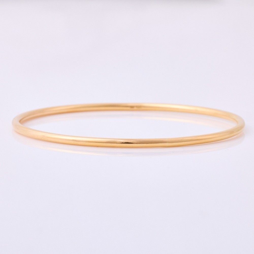 18ct Yellow Gold 2.4mm Round Wire Bangle, 6.3cm Diameter - Bracelets ...