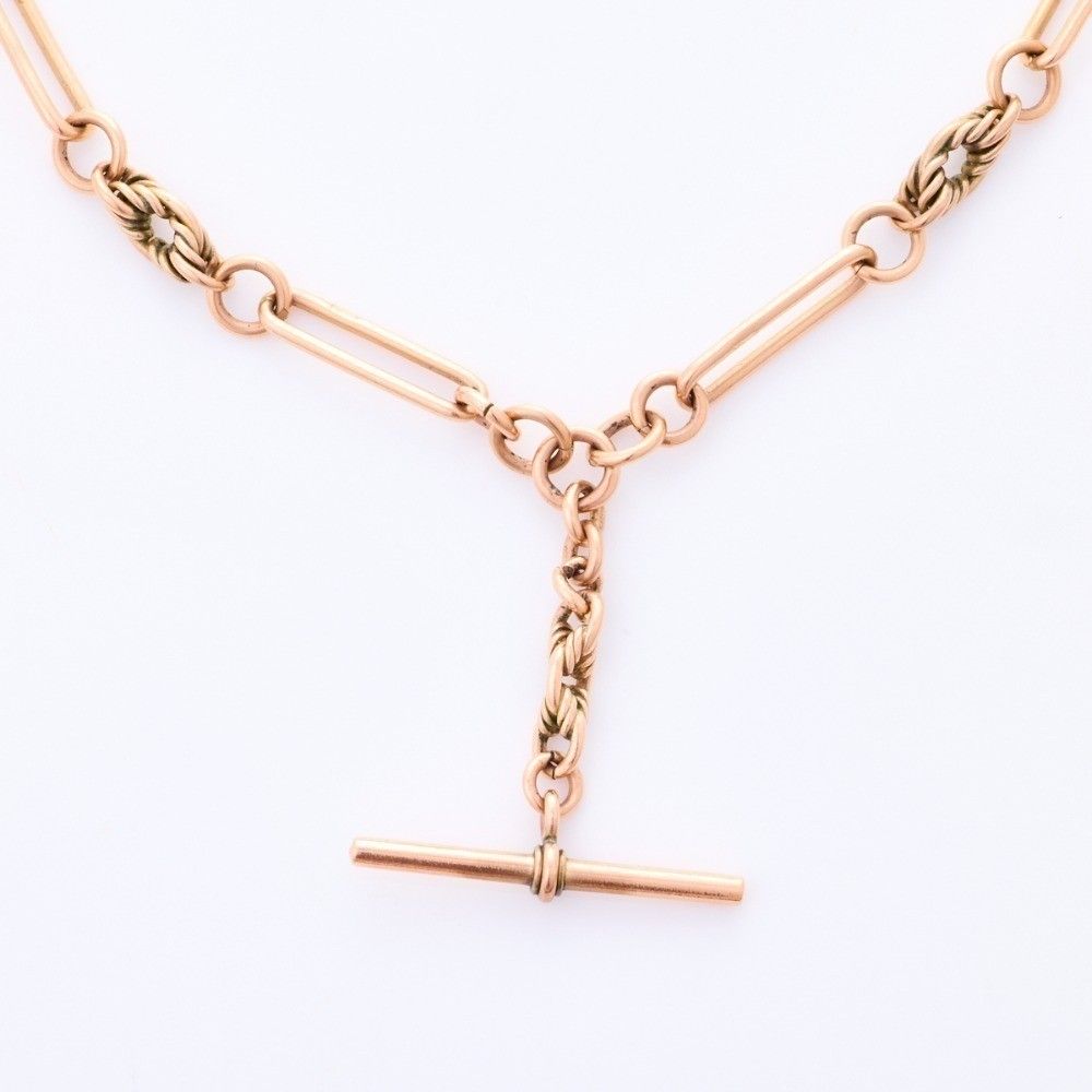 Vintage 9ct Rose Gold Fob Chain with T-Bar Clasp - Necklace/Chain ...
