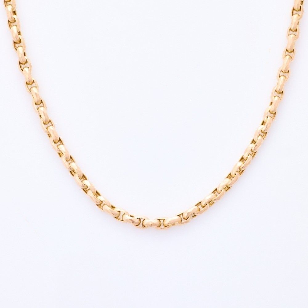 9ct Yellow Gold Faceted Oval Chain with Albert Clasp - Necklace/Chain ...