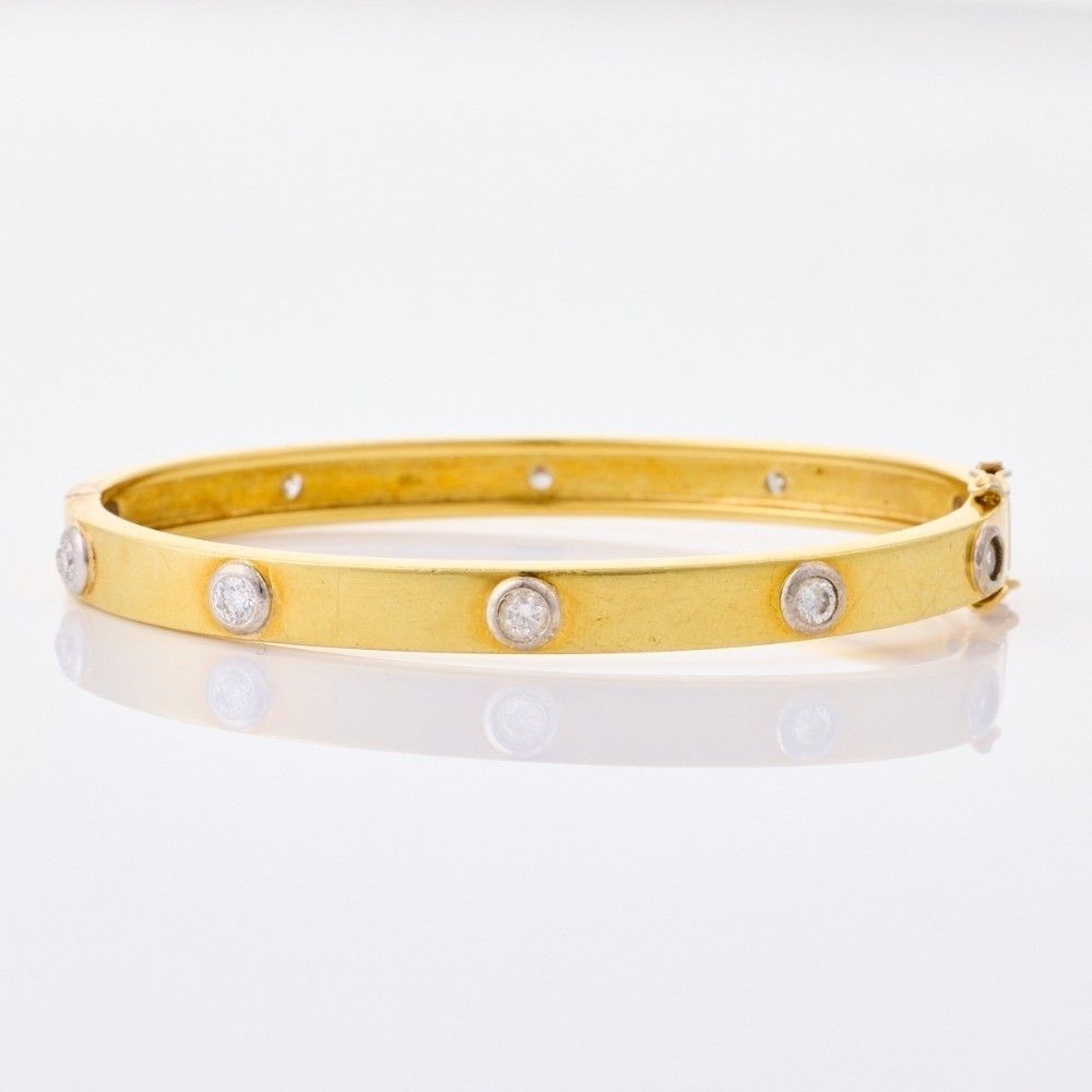 18ct Gold Bangle with 1.30ct Diamonds, H-J Color - Bracelets/Bangles ...