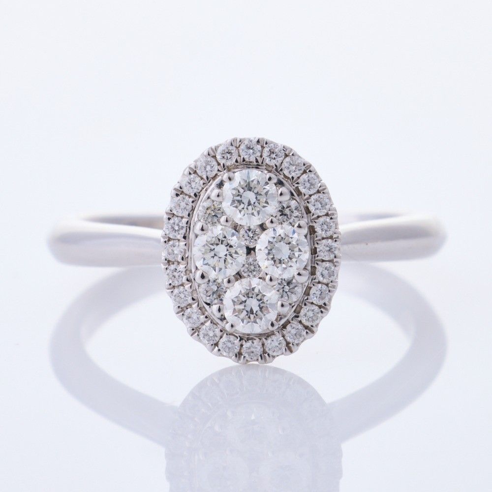 14ct White Gold Saturn Diamond Ring, 0.47cts, Size N - Rings - Jewellery