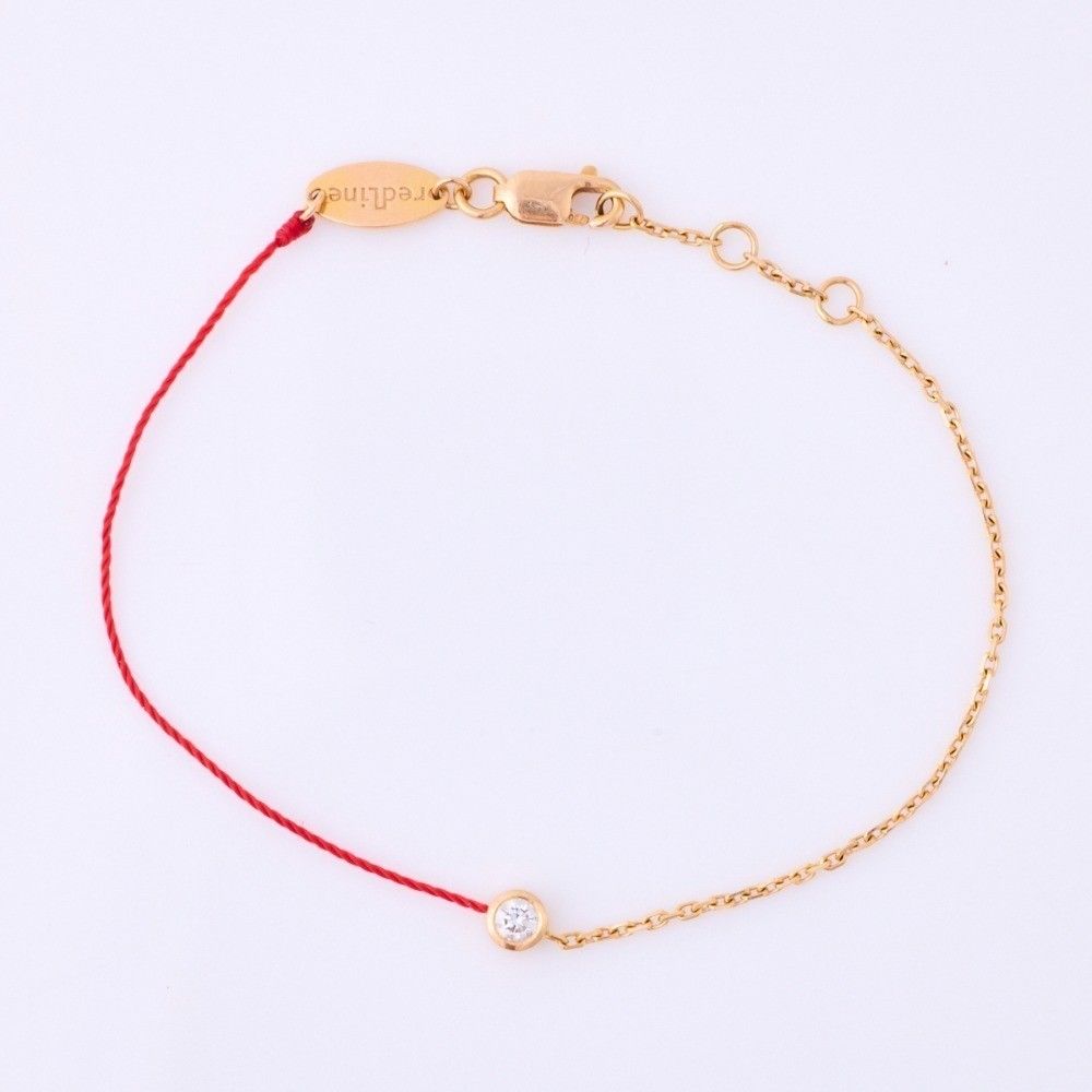 Rose Gold Diamond Set String Bracelet with Round Diamond - Bracelets ...