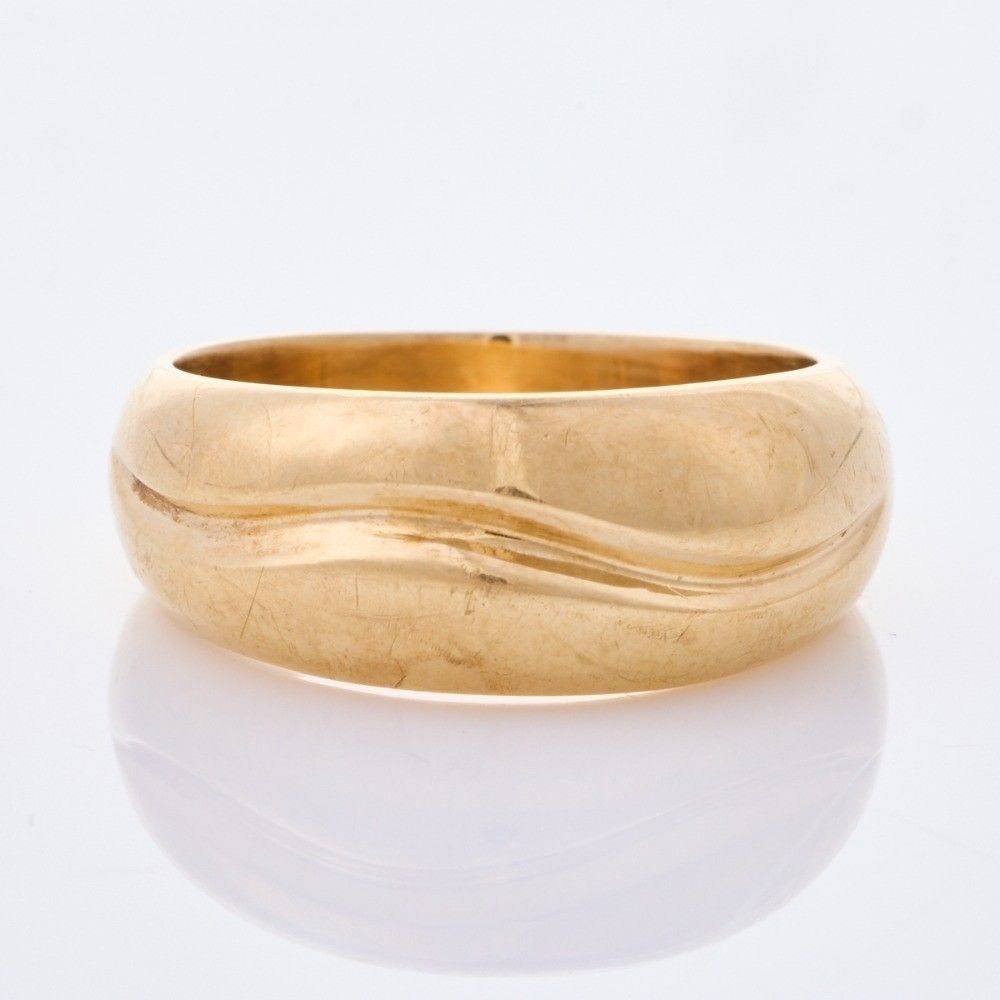 9ct Yellow Gold Domed Ring by Jens Hansen, Size V 1/2 - Rings - Jewellery