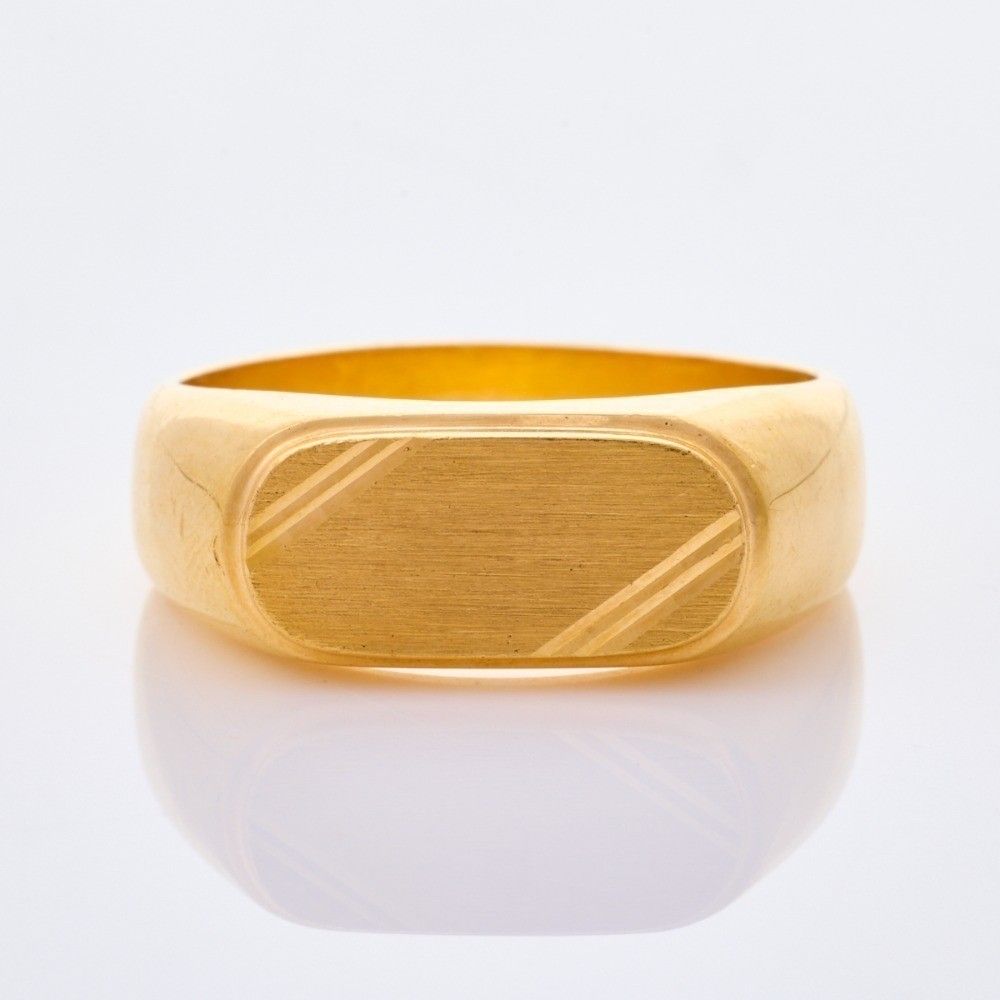 21ct Yellow Gold Traditional Signet Ring, Size Y 1/2 - Rings - Jewellery