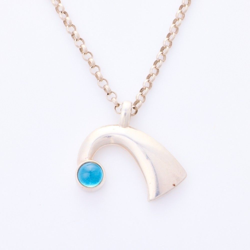 Jens Hansen Blue Topaz Pendant on Silver Chain Necklace - Pendants ...