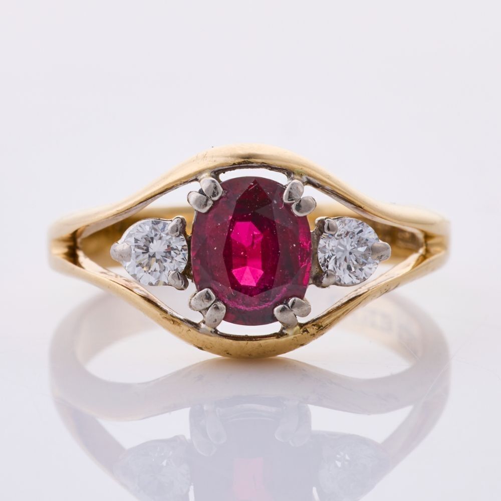 9ct Yellow Gold Ruby and Diamond Ring, Size M - Rings - Jewellery