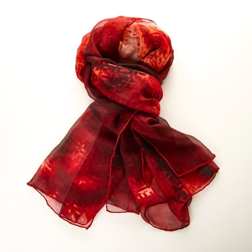 Fendi Red Sheer Silk Scarf Made in Italy, 100% Silk - Shawls, Scarfs ...