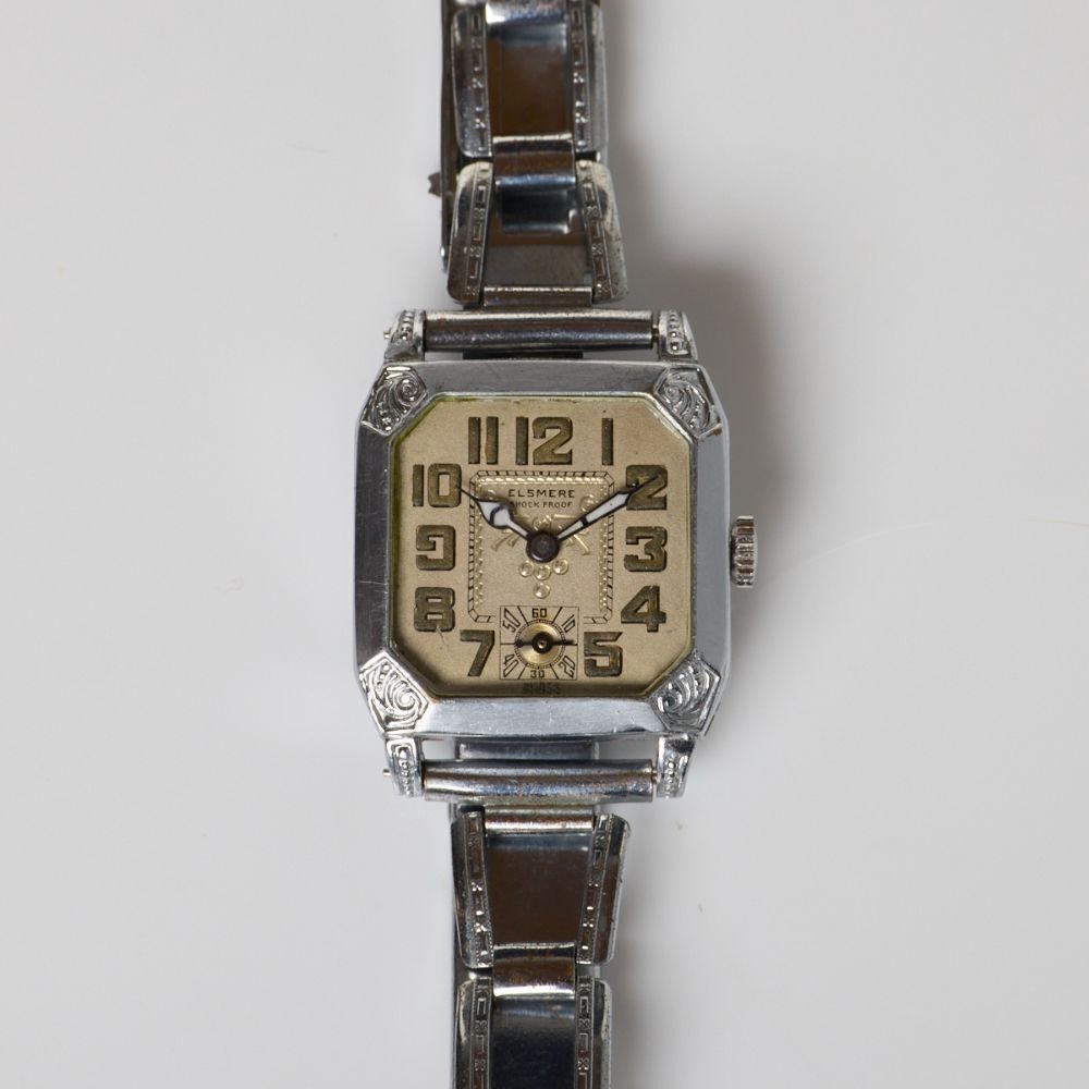1920's Elsmere Hand-wound Art Deco Chrome Plated Wristwatch - Watches ...