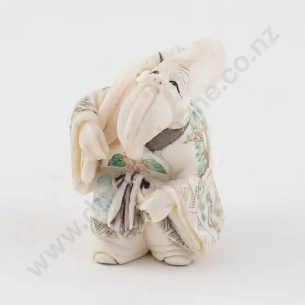 Elongated Head Immortal: Ivory Netsuke - Netsuke - Oriental