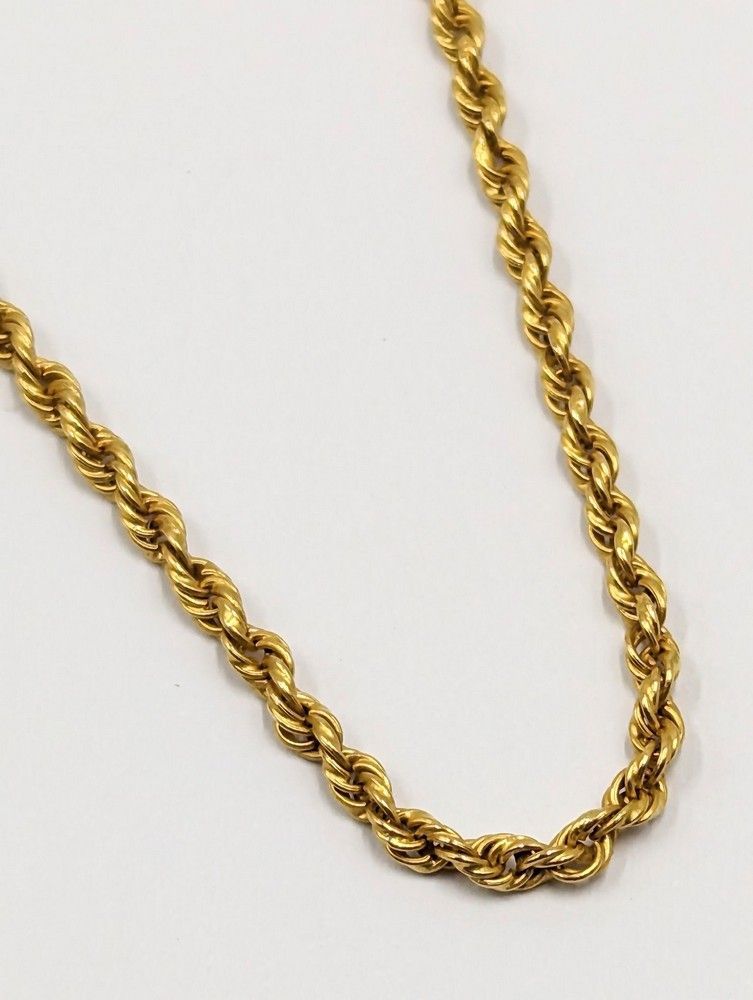 19CT Gold Curb Link Chain, 48cm Length, 16.1g - Necklace/Chain - Jewellery