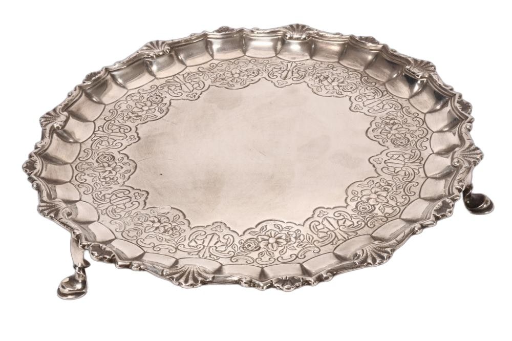 Scottish George II Sterling Silver Footed Salver, 1746 Edinburgh ...