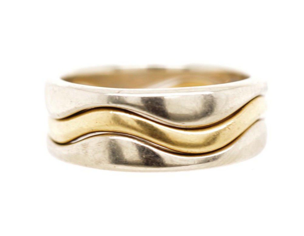 18ct Two-Tone Gold Wave Stacker Ring by Cellini - Rings - Jewellery