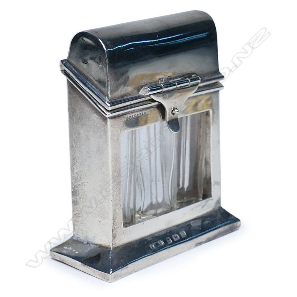 Silver Perfume Box with Three Bottles - Scent Bottles - Costume ...
